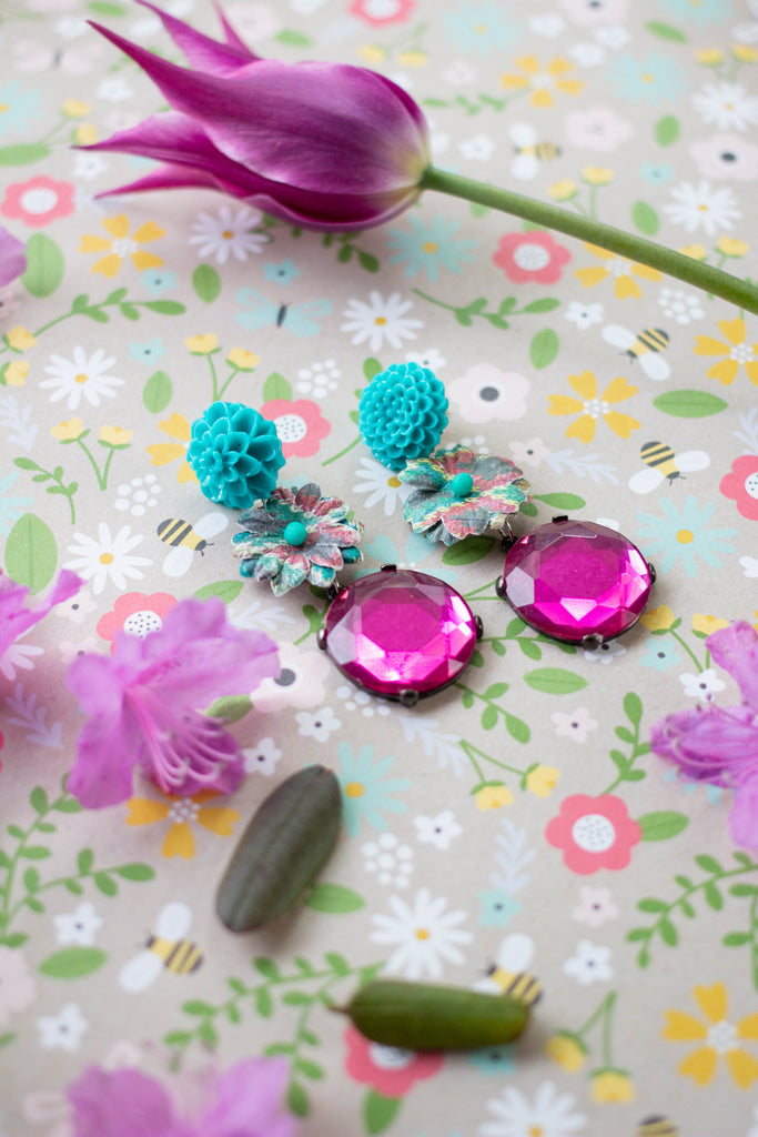 hot pink turquoise long earrings – Hattitude Jewellery